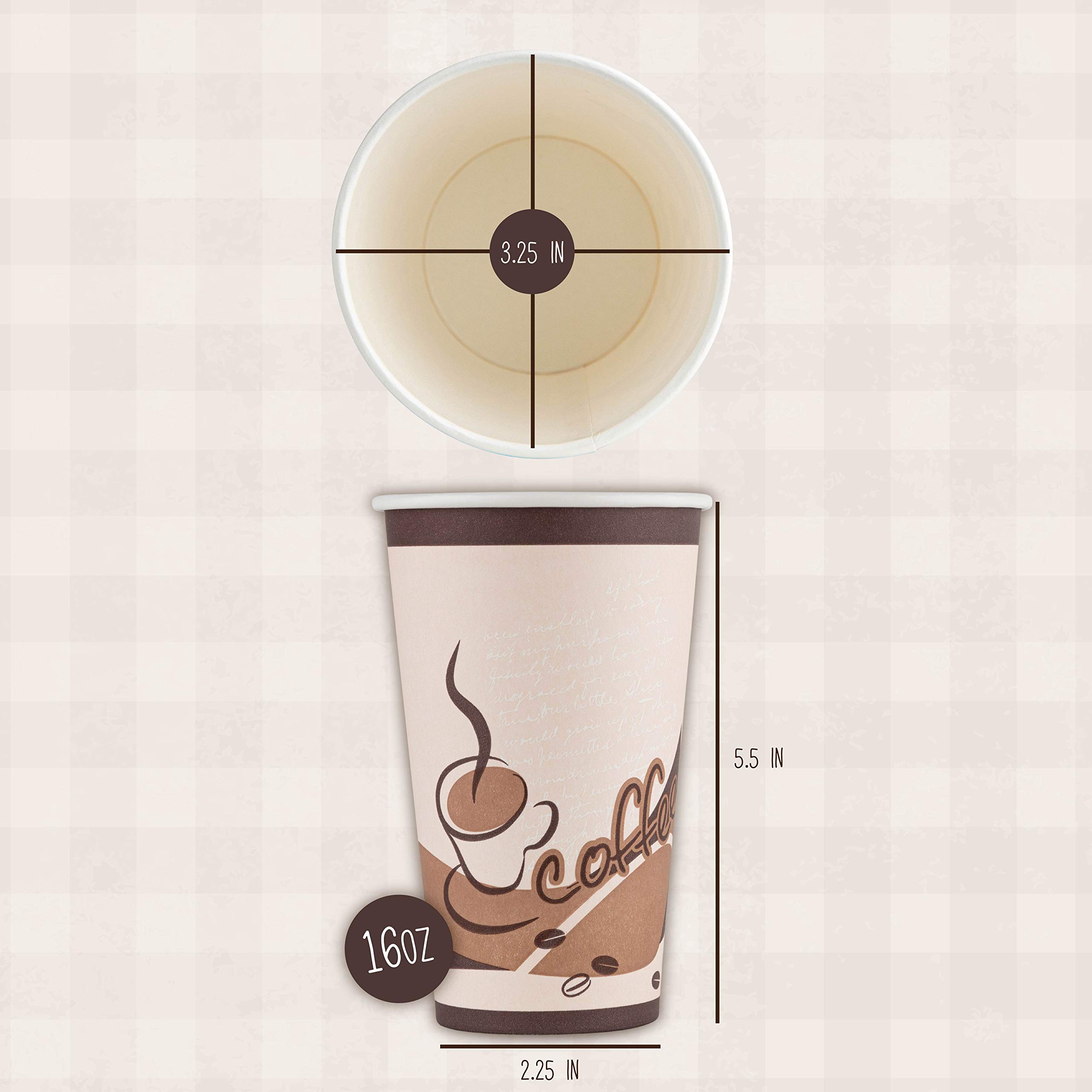 [20 Cups- 16 oz.] 12 Ounce Paper Hot Cups Disposable Coffee Cups