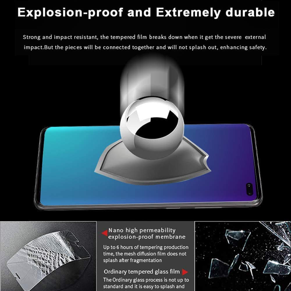 [2+2 Pack] Galaxy S10 Plus Screen Protector Include 2 Pack Tempered Glass Screen Protector + 2 Pack Tempered Glass Camera Lens Protector,9H Hardness,3D Curved,Bubble Free for Samsung Galaxy S10 Plus