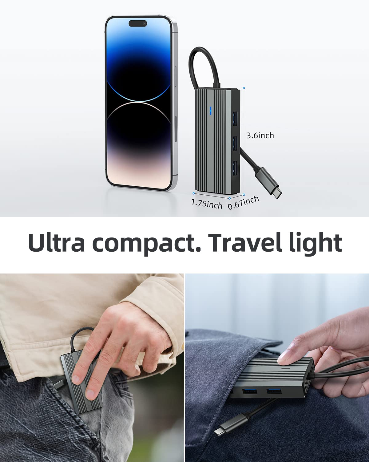 [2023 Upgraded] 5 in 1 USB C to HDMI Adapter, USB C Hub Adapter, 4K HDMI USB C Hub, 5Gbps USB 3.0, 60W Fast Charging, USB-C Docking Station for MacBook