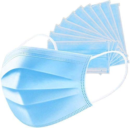 [2000 Masks] Disposable Face Mask, 3-Ply Adult Masks, Single Use Facial Cover with Elastic Earloops For Home, Office, School, and Outdoors Blue
