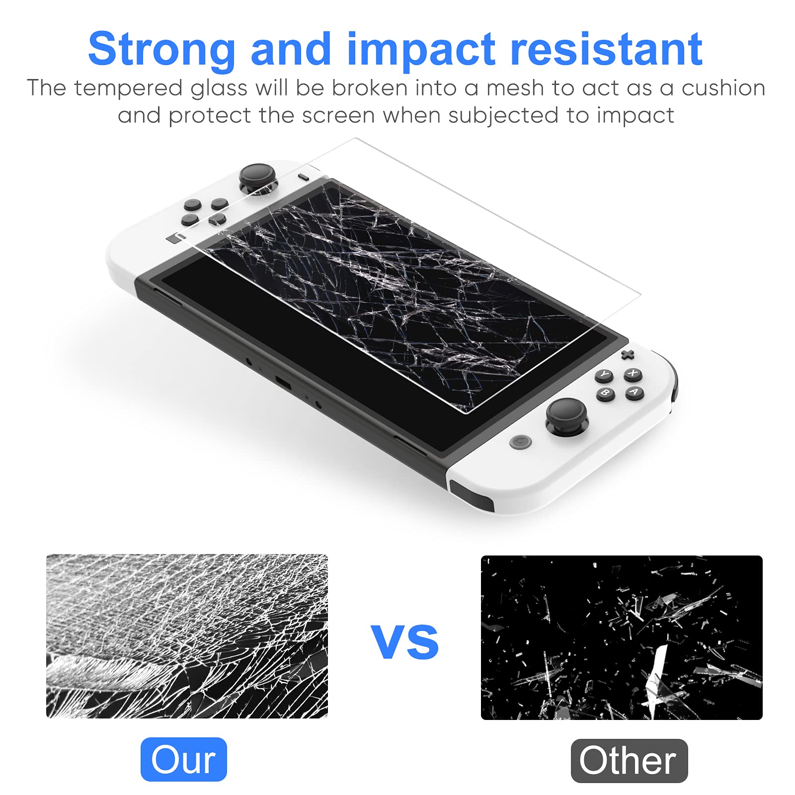 [3 Pack] Tempered Glass Screen Protector Compatible with Nintendo Switch OLED, MENEEA Clear Transparent HD Dockable Anti-Scratch 2.5MM Protective Film for Switch OLED Game Console Accessories