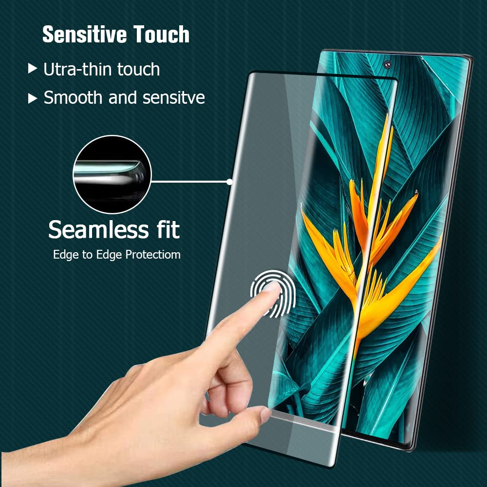 [2+2 Pack] Galaxy Note 20 Ultra 5G Screen Protector, with Camera Lens Protector [Fingerprint Unlock] [9H Hardness] 3D Full Coverage HD Tempered Glass Protector for Samsung Galaxy Note 20 Ultra (17.9")
