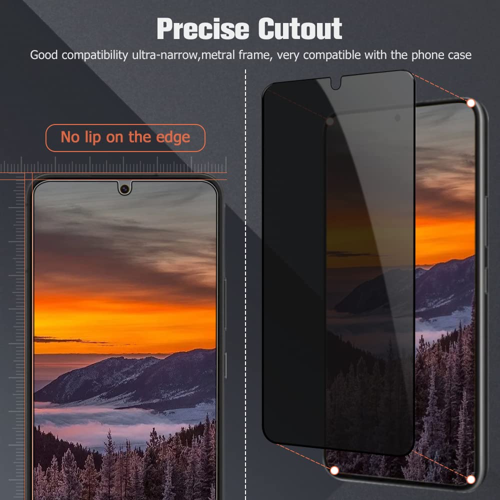 [2+2Pack] Galaxy S22 Plus Privacy Screen Protector+Camera Lens Film, Anti-Spy,9H Hardness, Full Coverage Tempered Glass Screen Protector, Support Fingerprint Unlocking For Samsung Galaxy S22 Plus