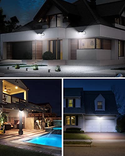 [2 Pack] Solar Lights Outdoor Motion Sensor, 286 LED 3000 LM Solar Security Lights with Remote Control, IP65 Waterproof,4 Heads Solar Flood Lights with 3 Modes for Front Door Backyard Garage Deck