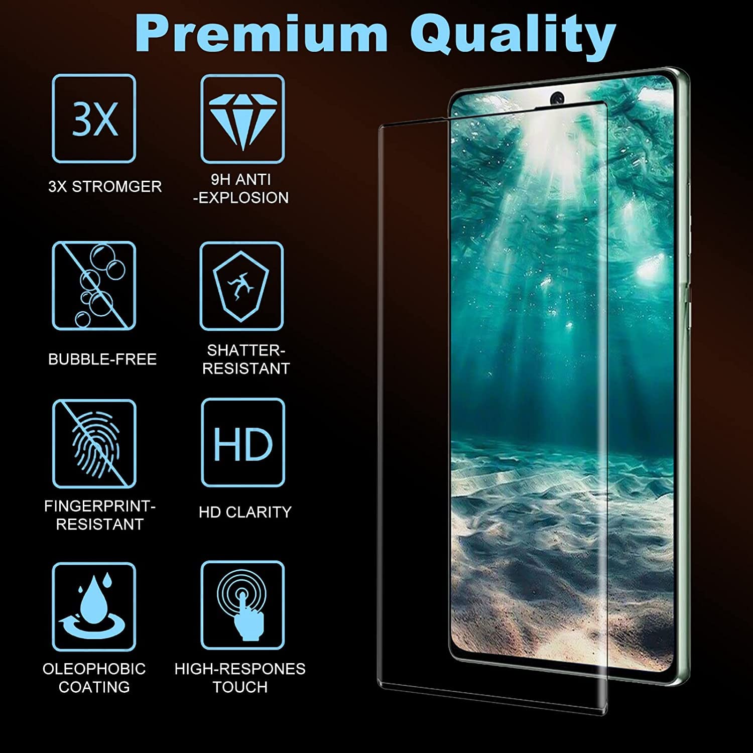[2+2 Pack] Galaxy Note 10 Plus Screen Protector,9H Tempered Glass, Ultrasonic Fingerprint Compatible, HD Clear,Bubble-Free,3D Curved for Samsung Note10 Plus 5G Glass Screen Protector