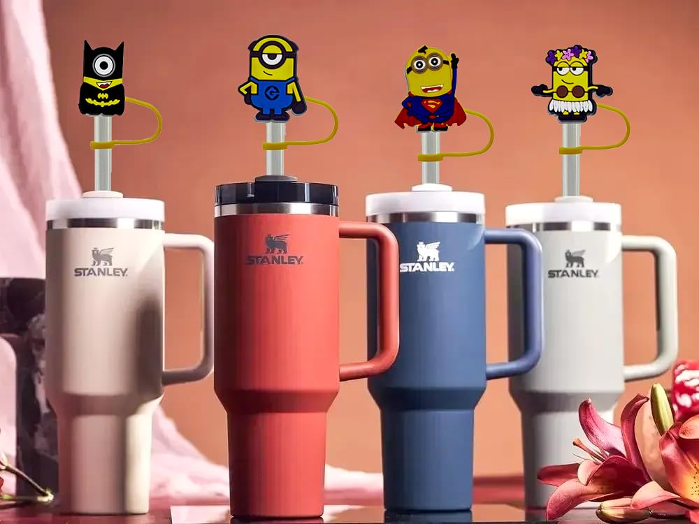 [5 Pcs] Brighten Your Stanley Cup & Stitch Water Bottle w/Cute Cartoon Straw Covers - Cute Valentine Gift, Straw Caps & Straw Topper Perfect for Coffee, Tumblers, Starbuck Cups & Reusable Straws!