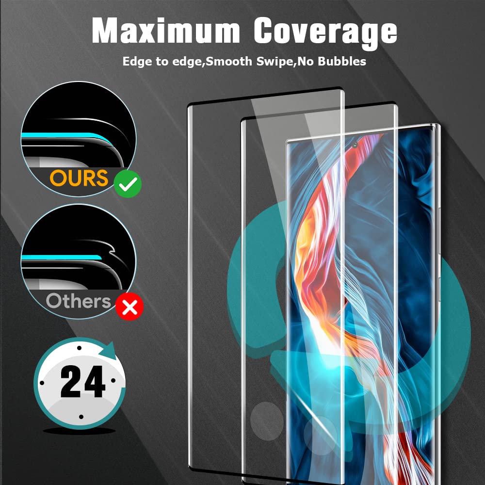 [2+2Pack] Galaxy S22 Ultra Screen Protector,Contain 2Pack Camera Lens Protector, Fingerprint Unlock 9H Hardness HD Tempered Glass [Full Coverage] [No Bubbles] [3D Touch] for Samsung Galaxy S22 Ultra