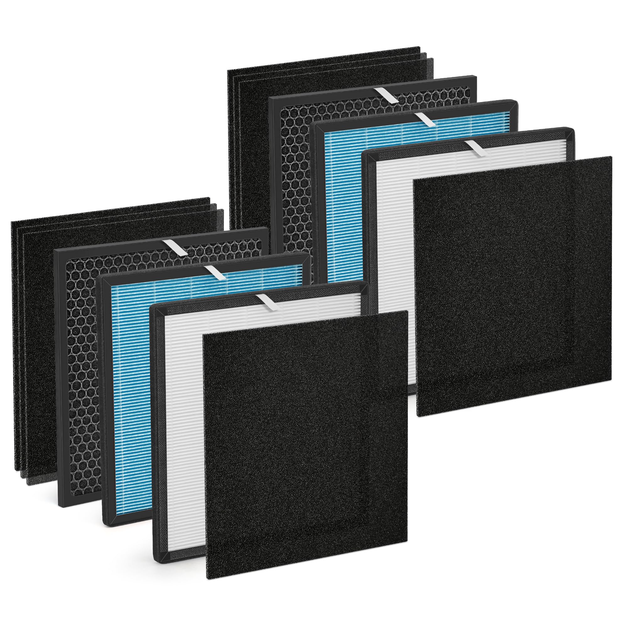 [2 SETS]10L Pro Replacement Filter Set Compatible with Okaysou Air Purifier Filters and Aiibot-A300, 5-Stage Airmax 10L Pro Filter, 2X H13 HEPA and 2X Carbon Filters 2X Sliver HEPA and 6X Pre-filter