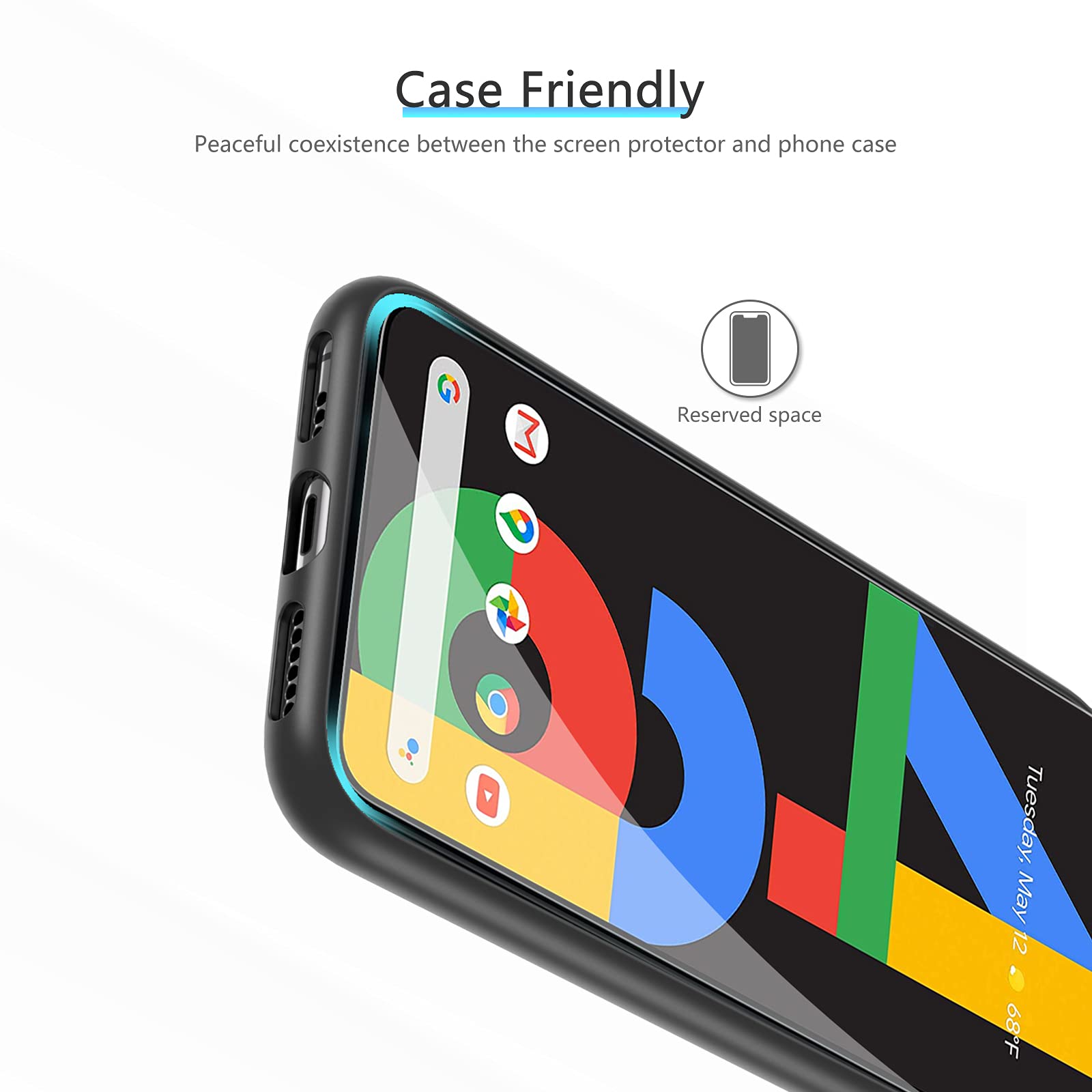 [3 Pack] OMOTON Screen Protector for Google Pixel 4a,[Not Fit for Pixel 4a 5G] Easy-Install/Bubble Free/Tempered Glass Screen Protector for Pixel 4a