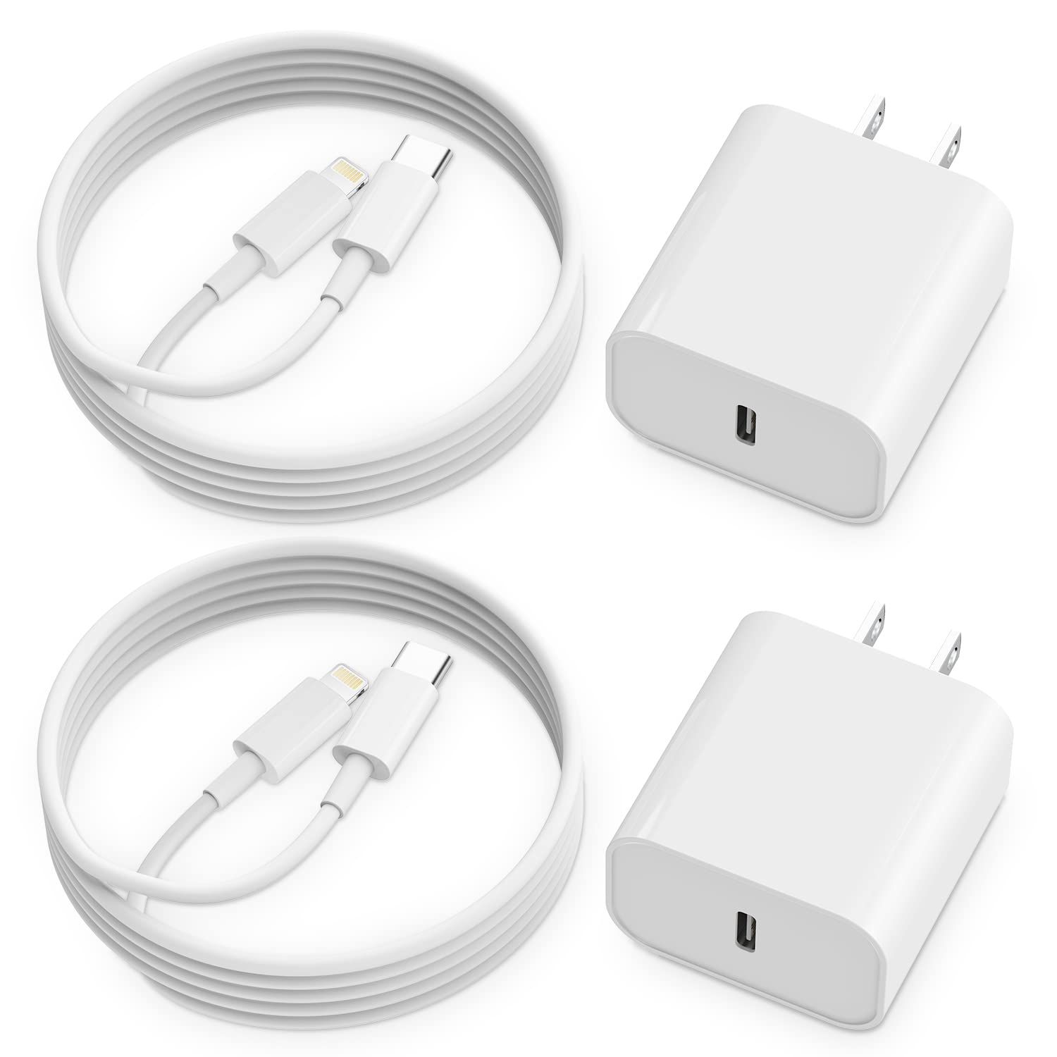 [Apple MFi Certified] iPhone Charger iPhone Fast Charger, 2Pack 20W PD Type C Wall Charger Block with 6FT USB-C to Lightning Cables Compatible with iPhone 14/13/ 12/11/ XS/XR/X/ 8 Plus/iPad