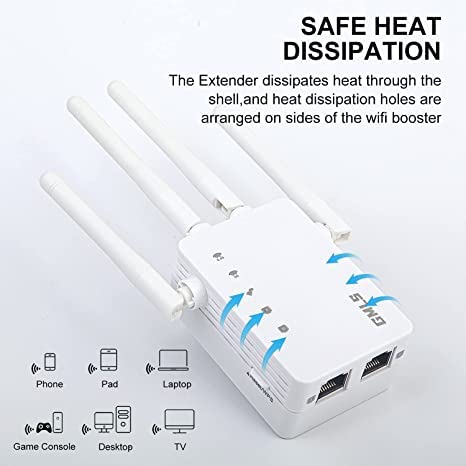 [2022 Upgraded] WiFi Extender - Wireless Signal Range Booster up to 8500 sqft for Home, Internet Repeater & Signal Amplifier with Ethernet Port - 1 Button Setup, 5 Modes，Connect Up to 35 Devices