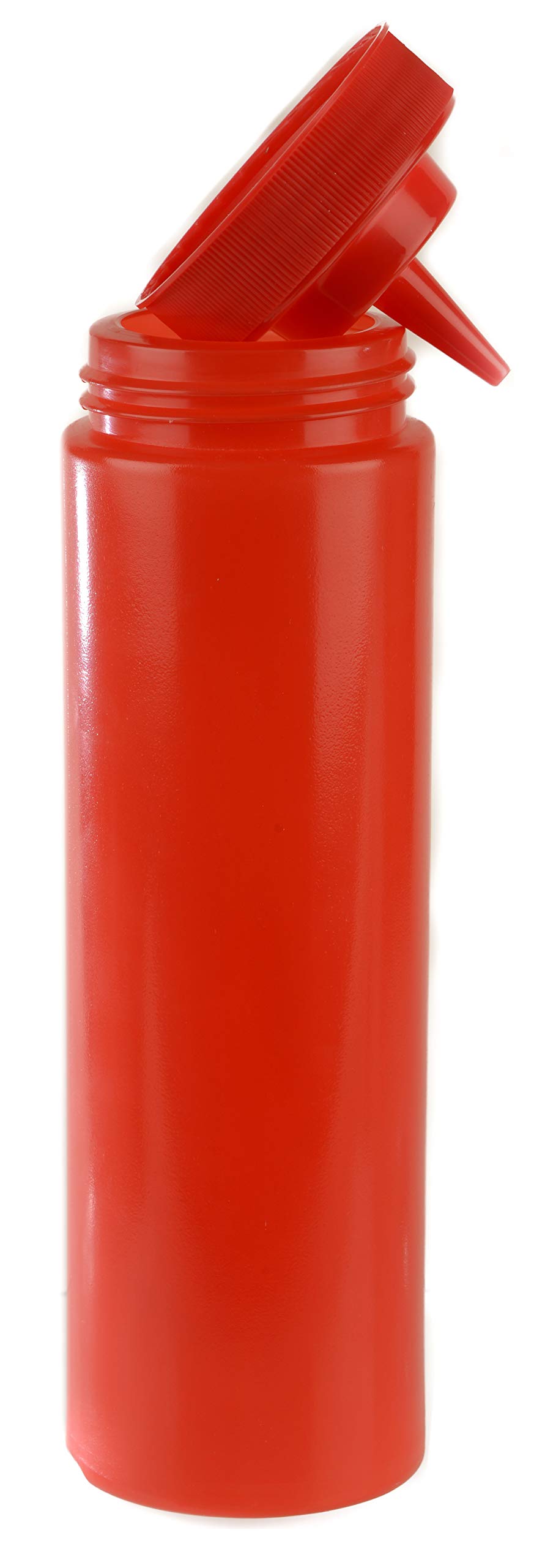 [6 PACK] 24 Oz Red Plastic Condiment Squeeze Bottles Squirt Bottle for Sauces, Dressing, Arts and Crafts, Ketchup, Mustard, Oil, BBQ - Clear Reusable Plastic Containers, BPA Free, Dishwasher Safe