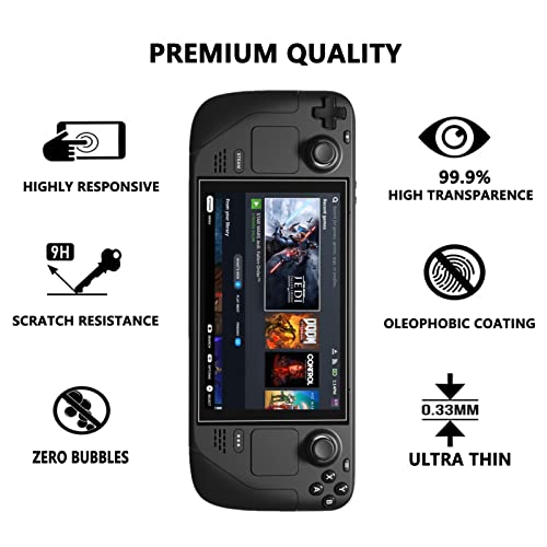 [2-Pack] LIBIFUN Steam Deck Tempered Glass Screen Protector (7 inch) for Steam Deck, 9H Hardness, Anti Scratch, Transparent HD Clear,Bubble Free, Designed for Steam Deck