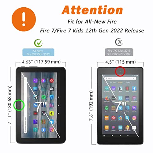[3 Pack] All-new Fire 7 2022 / Fire 7 Kids Tablet Screen Protector (12th Generation/2022 Release),9H Hardness HD Clear Anti Fingerprint Tempered Glass