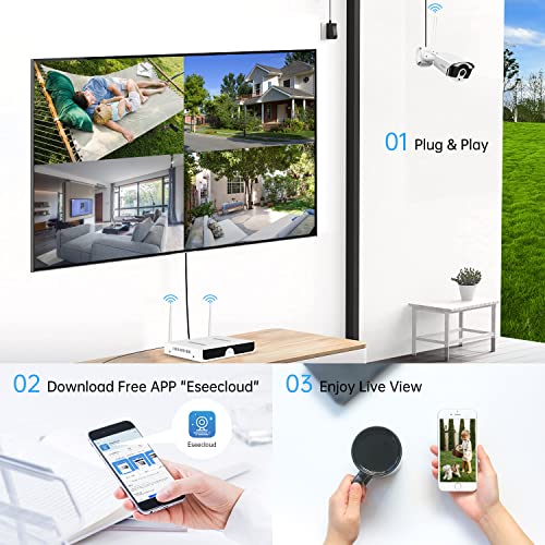 [5MP, 2TB Hard Drive] Wireless Security Cameras System Outdoor, 5MP H.265+ 10CH NVR Surviellance Kit,Motion/Human Detection,and Alert,Loca and Remote Access,IP67 Weatherproof, Pre-Install 2TB HDD