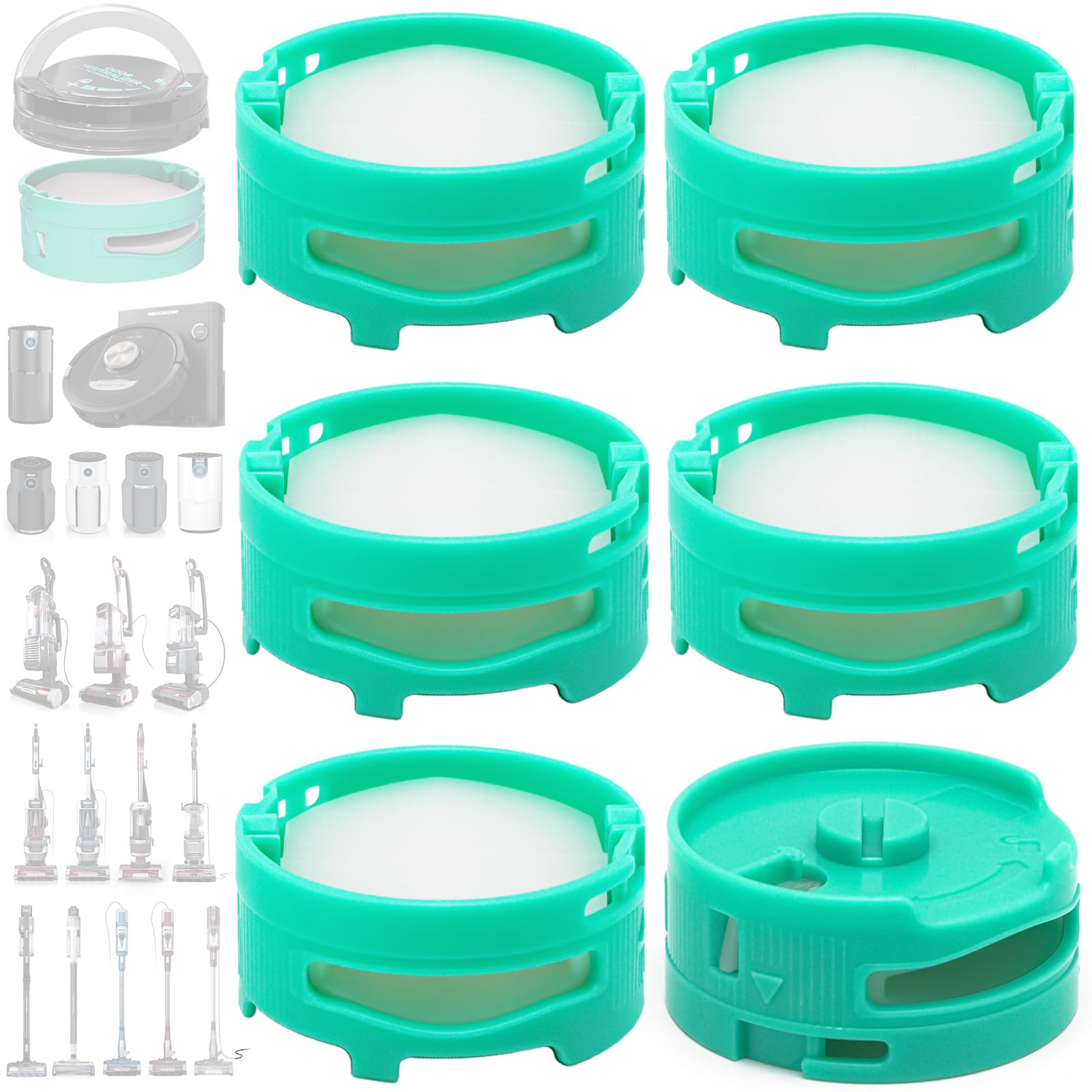 [6 Pack] Odor Neutralizer Technology Replacement Cartridges: Compatible with Shark AZ3000 AZ3002 HZ3000 HZ3002 HZ702 IZ862H IZ562H ZD550 ZU102 LA702 Vacuum Cleaner & Air Purifier - 1541FC3000 Original