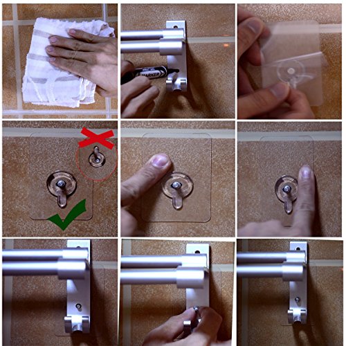 [8Pcs/Set]Nail Free Wall Hook Screw Adhesive Non-Trace No Drilling for Bathroom Shower Kitchen Installation Hanging, Waterproof Transparent Screws Hook (Nail Size 10mm)