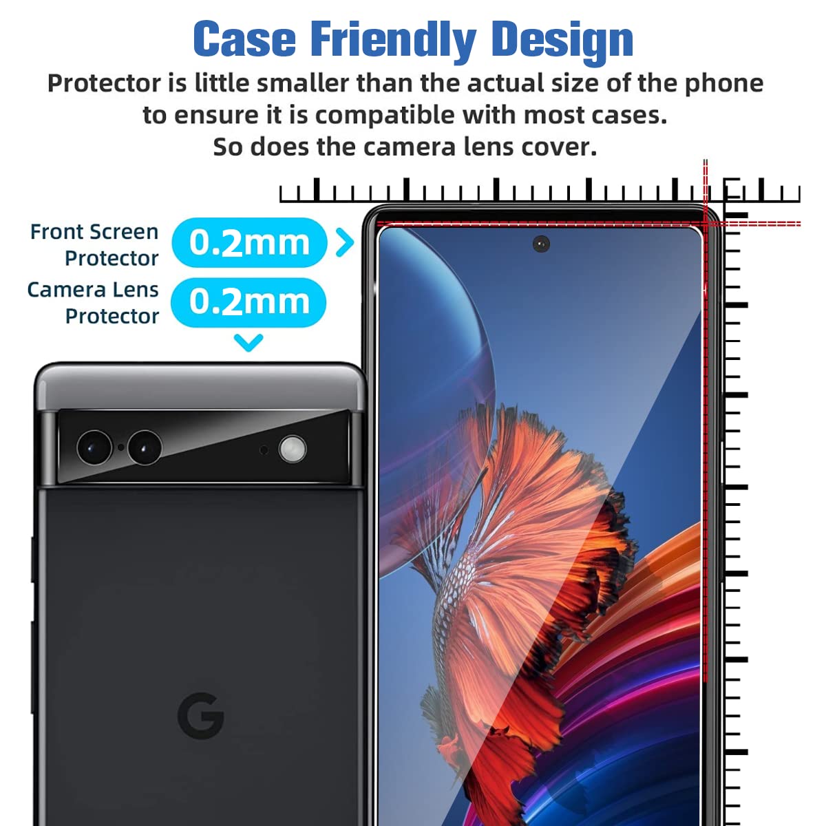 [3+2 Pack] Google Pixel 7 Glass Screen Protector and Camera Protector, HD Clear 9H Tempered Glass Scratch Resistant, Fingerprint Unlock,Full Coverage Easy To Install Bubble-Free For Google Pixel 7 (6.3 Inch)