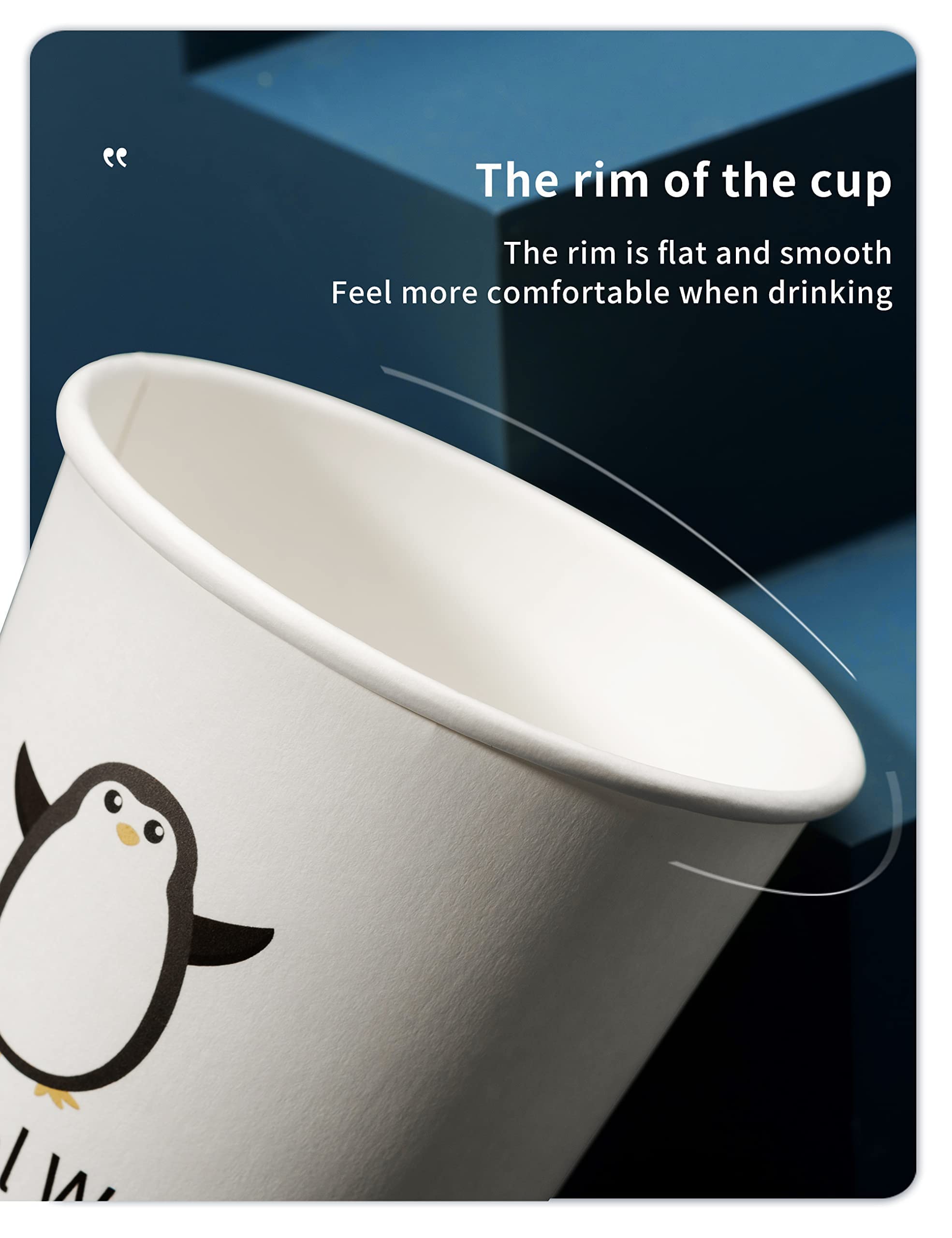 [8 Oz 100 Pack] Disposable Coffee Cups, Paper Coffee Cups with Design , Disposable Paper Cups, Hot Cups