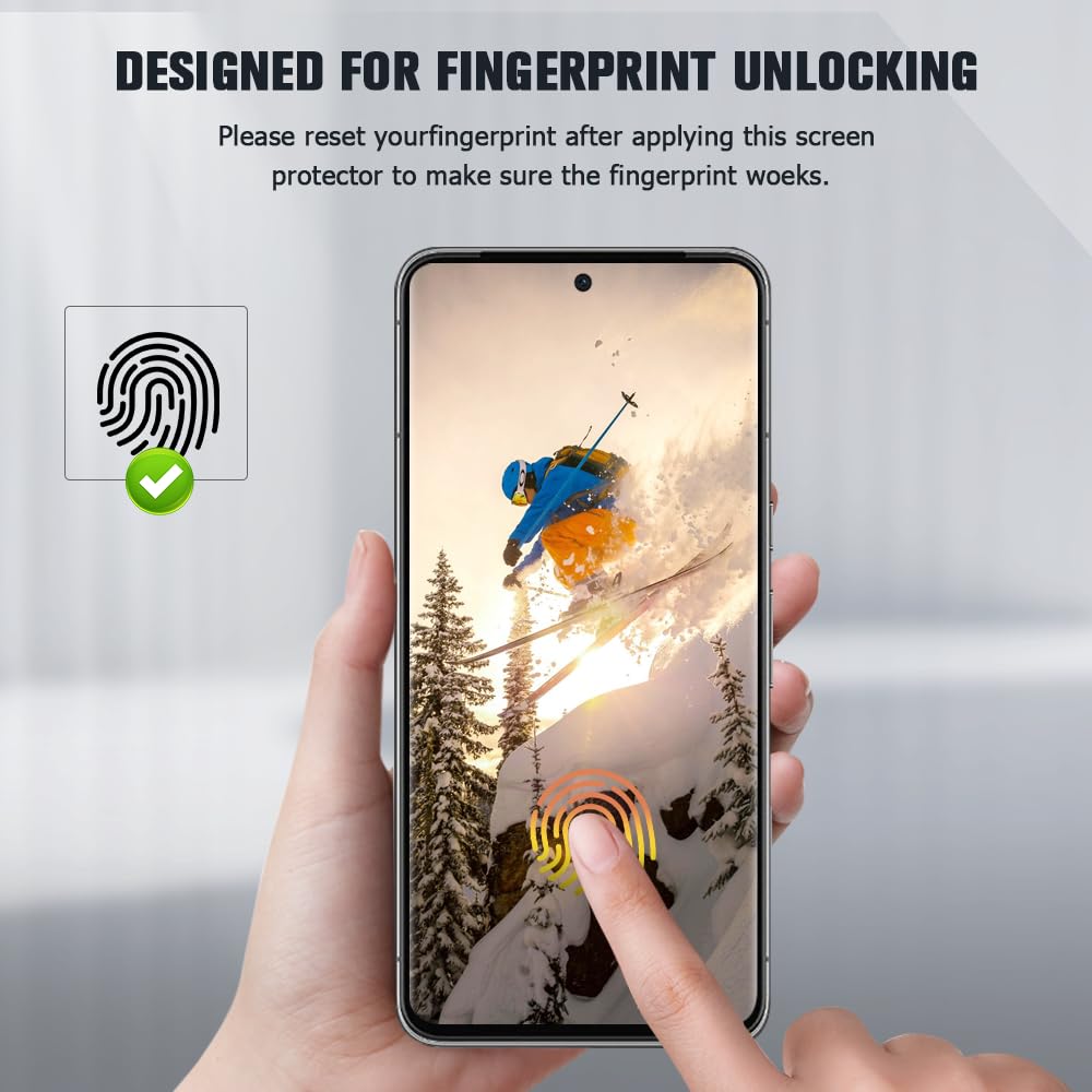 [2+2 Pack] Pixel 8 Pro Screen Protector + Camera Lens Protector, 3D Full Coverage 9H Tempered Glass Screen Protector Anti-Scratch, for Google Pixel 8 Pro 5G (6.7Inch)-Support Fingerprint Unlock