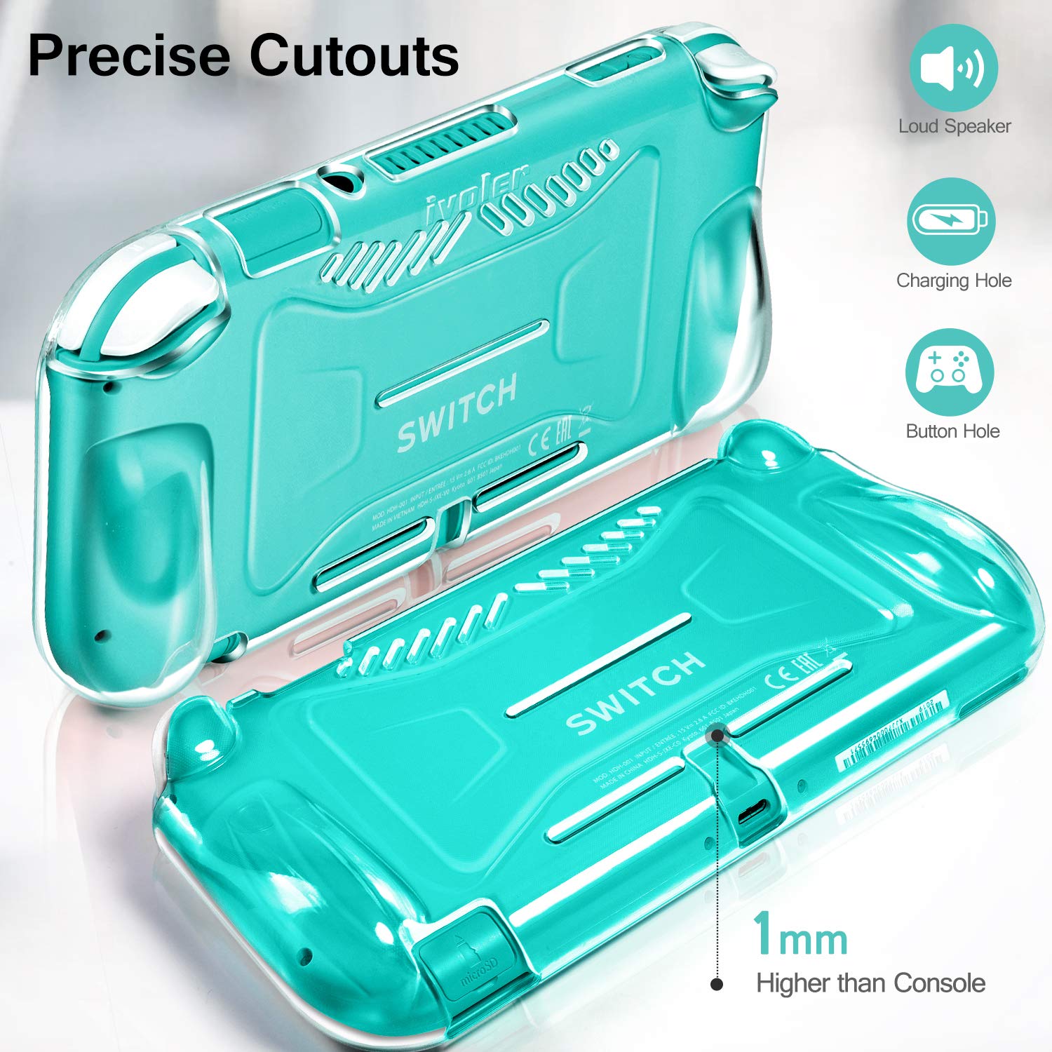 [2+1Pack]iVoler Tempered Glass Screen Protector for Nintendo Switch Lite(2Pack)with Case Carrying Protective TPU Case for Nintendo Switch Lite, Grip Cover with Shock-Absorption Anti-Scratch, HD Clear