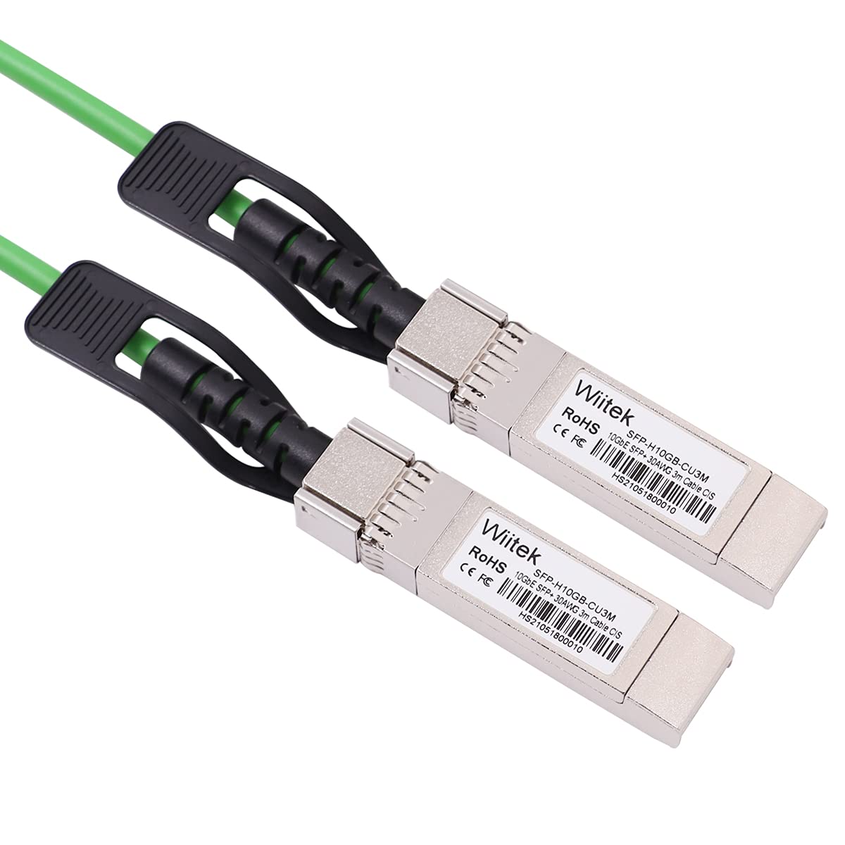 [Green Colored] 3m 10G SFP+ DAC Twinax Cable, 10Gbase-CU SFP+ Copper Cable, Compatible for Cisco SFP-H10GB-CU3M, Ubiquiti, Juniper, Mellanox, Mikrotik, Netgear, Supermicro, Open Source Switches