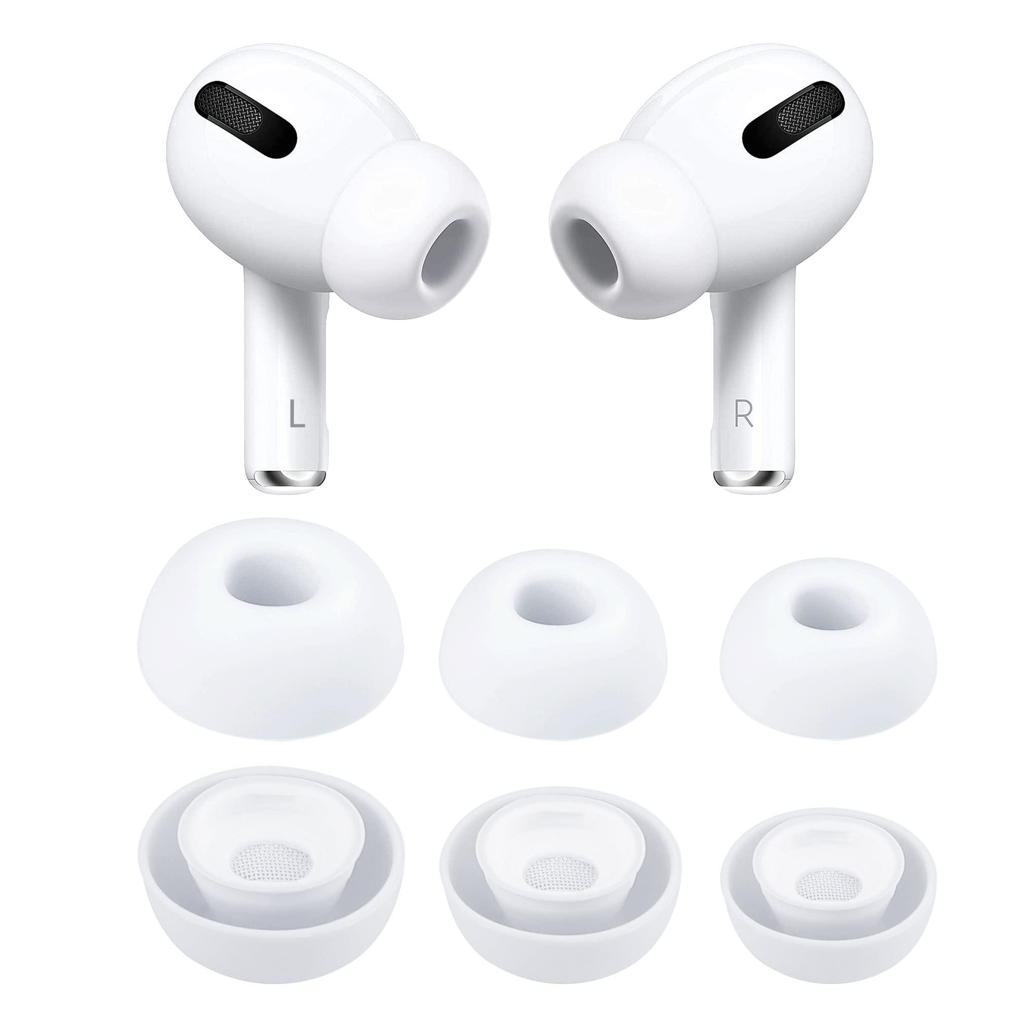[3 Pairs] Gimane Replacement Ear Tips for AirPods Pro/AirPods Pro 2, Silicone Ear Bud Tips with [Portable Storage Box] [Noise Reduction Hole] Fit in The Charging Case, (White, S/M/L)