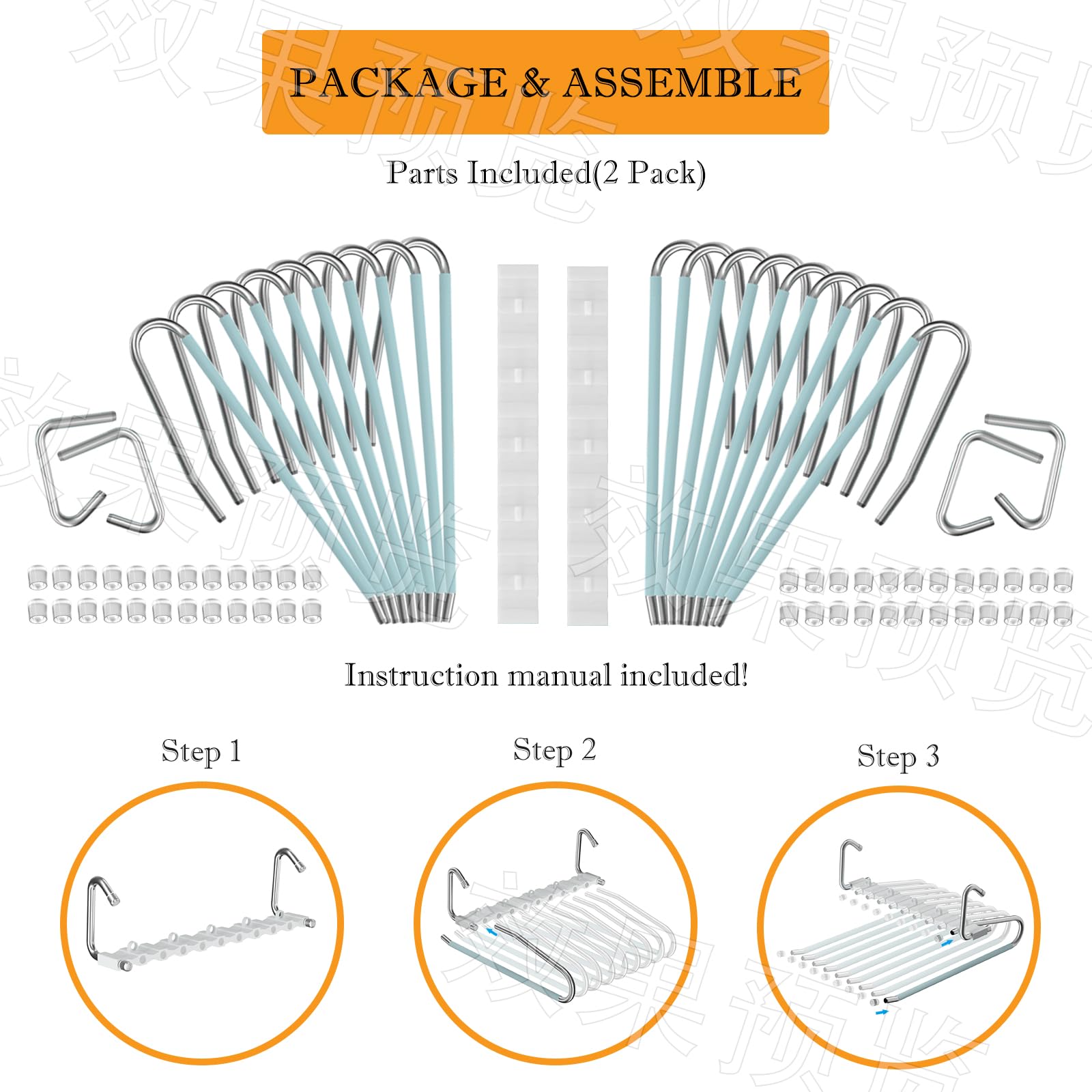 [2024 Upgraded] Zensbin Space-Saving 9-Layer Pant Hanger with Non Slip Stainless Steel Rack for Jeans, Trousers and Shirts (2 Pack)