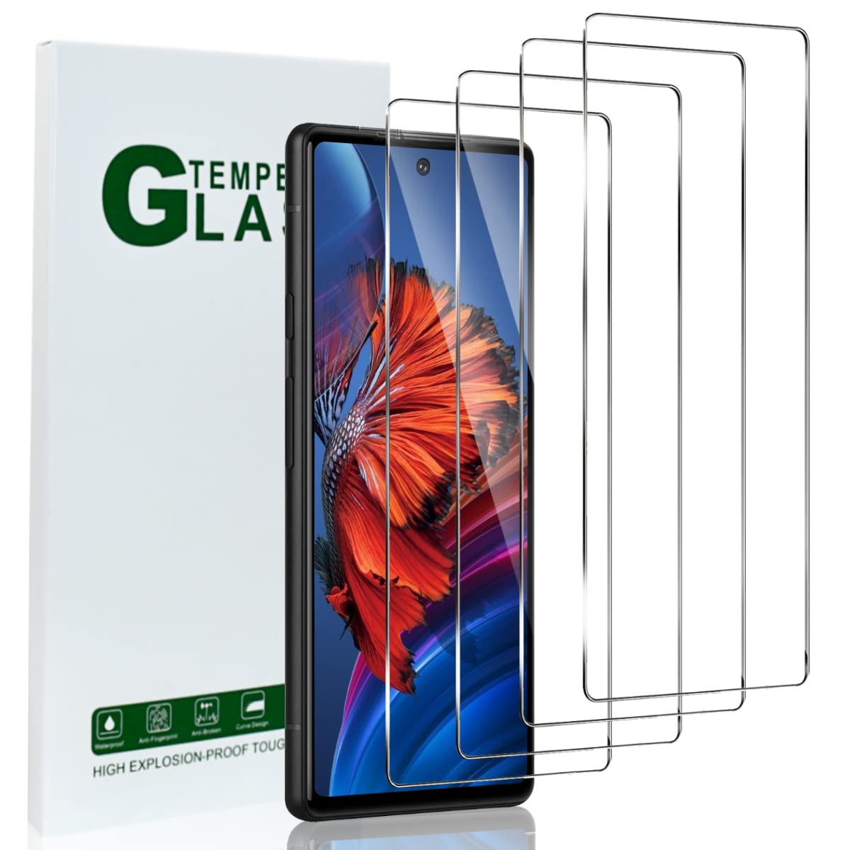 [4 Pack] Google Pixel 7 Screen Protector, HD Clear 9H Tempered Glass Scratch Resistant, Fingerprint Unlock,Full Coverage Easy To Install Bubble-Free For Google Pixel 7 (6.3 Inch)