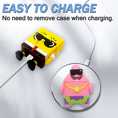 [3 Pack] Funny Airpod Case for AirPod 2/1, 3D Cartoon Character Cute Airpods 1&2 Case Kawaii AirPods 1/2 Cover for Men Boys Gift Protective Silicone Case with Keychain Accessories