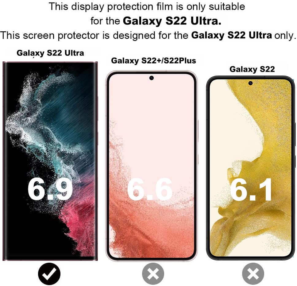[2+2 Pack] Galaxy S22 Ultra Screen Protector Include 2 Pack Tempered Glass Screen Protector + 2 Pack Tempered Glass Camera Lens Protector,Bubble Free,Easy Install for Samsung Galaxy S22 Ultra 5G
