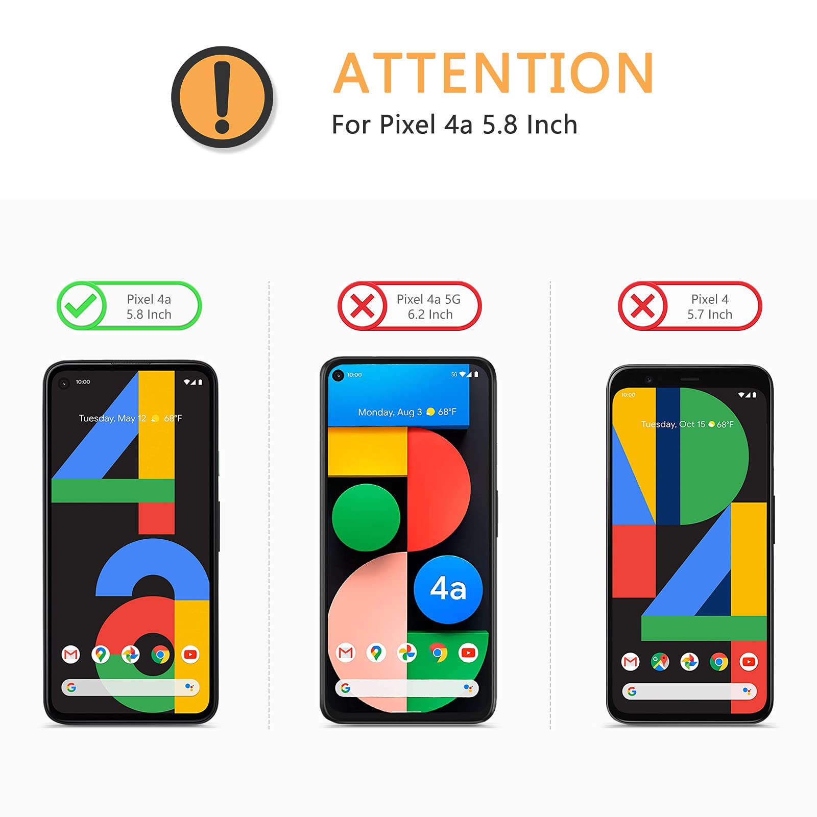 [3 Pack] OMOTON Screen Protector for Google Pixel 4a,[Not Fit for Pixel 4a 5G] Easy-Install/Bubble Free/Tempered Glass Screen Protector for Pixel 4a
