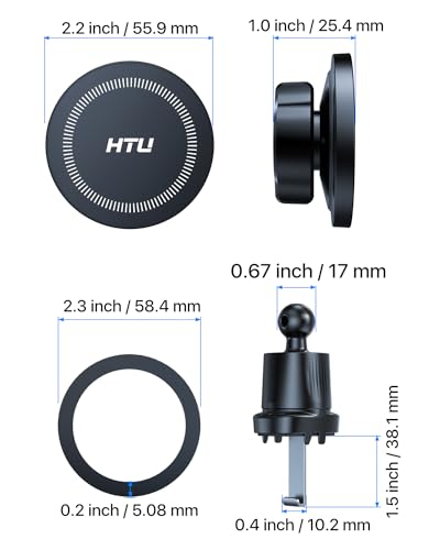 [2024 Newest Upgraded] for MagSafe Car Vent Mount HTU [Best Magnets] Car Phone Holders for iPhone, Hook Handsfree 360° Rotation Magnetic Phone Holder Car for iPhone 15 14 13 12 Pro Max Plus Mini,Black