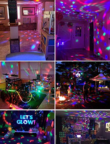 [4-Pack] Sound Activated Party Lights with Remote Control, Battery Powered/USB Portable RBG Disco Ball Light, Dj Lighting, Strobe Lamp 7 Modes Stage Party Supplies for Home Room Dance Parties Karaoke