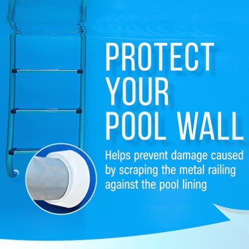 [4 Pack] Pool Ladder Bumpers to Protect Pool Liner - Protective Step Ladder End Cap for Inground Pool - Swimming Pool Ladder Parts - White Rubber End Cap for Swimming Pool Ladder - 1.9” Inner Diameter