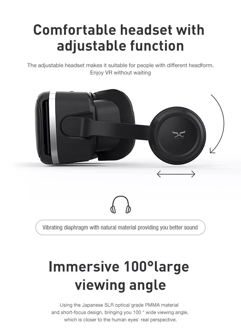 [ABASTO] - VRshinecon Headset with Remote Control 3D Glasses Virtual Reality Headset for Games & 3D Movies VR Eye Care System for iPhone- Stay in Trend Discovered The New metaverse