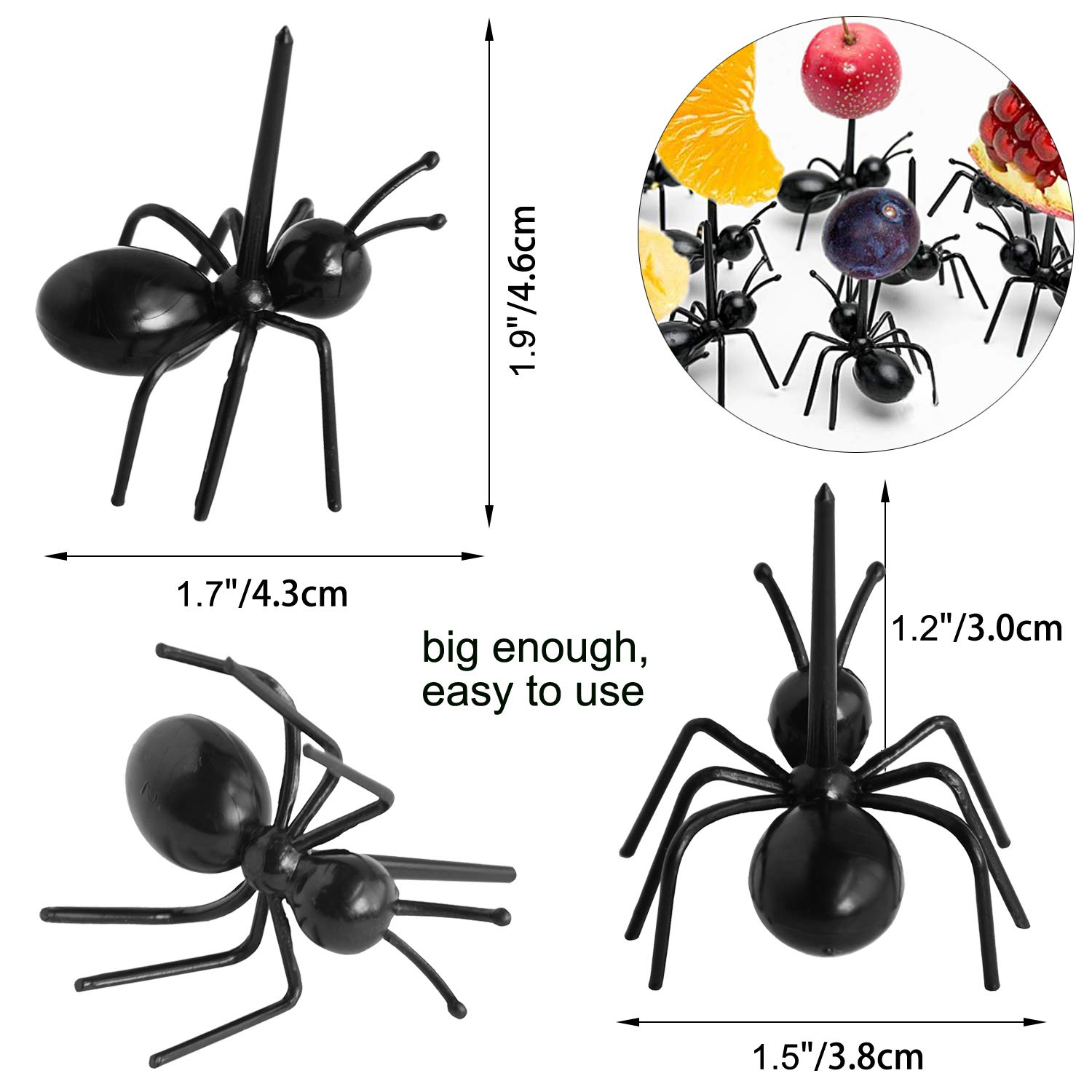 [24 Pack] Ant Food Picks Reusable Fruit Dessert Fork - Pinowu Ant Toothpicks Animal Appetizer Forks for Snack Cake Dessert with Gift Box