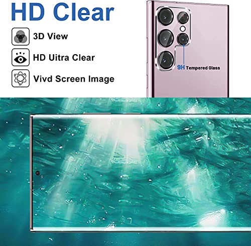[3+2 Pack] Galaxy S23 Ultra Screen Protector,HD Clear Tempered Glass, Scratch Resistant, Bubble-Free, Camera Lens Protector, Samsung Galaxy S23 Ultra 5G 6.8 Inch Screen Protector Support Fingerprint Unlock
