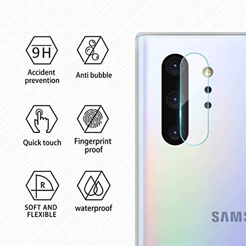 [2+2 Pack] Galaxy Note 10 Plus Screen Protector Include 2 Pack Tempered Glass Screen Protector +2 Pack Tempered Glass Camera Lens Protector,3D Curved,HD Clear for Samsung Galaxy Note 10 Plus