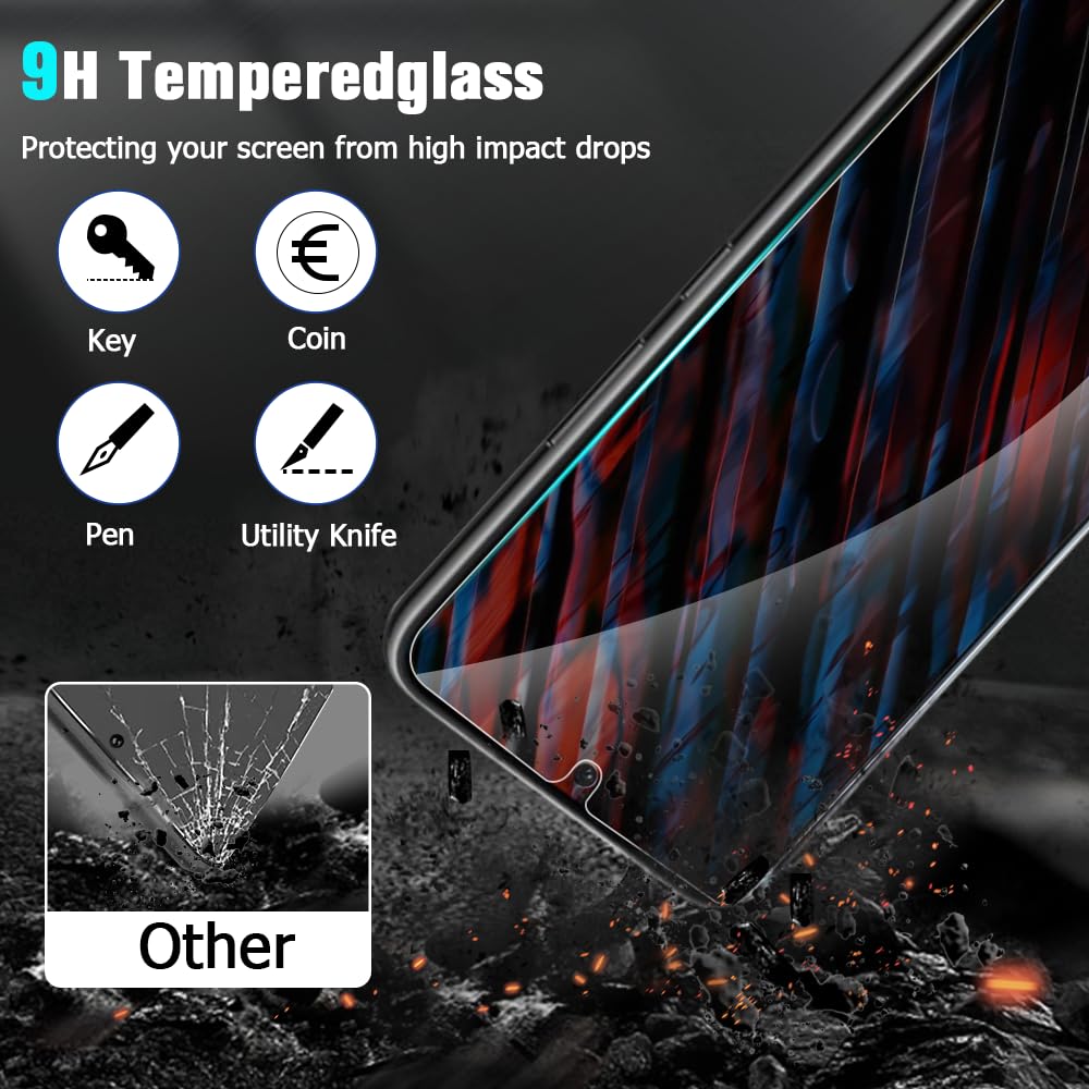 [2+2 Pack] Galaxy S22 5G Privacy Tempered Glass Screen Protector + Camera Lens Film [9H Hardness] [ Full Coverage] [Anti-Fingerprints] Support fingerprint unlocking For Samsung Galaxy S22 (6.1 Inch)