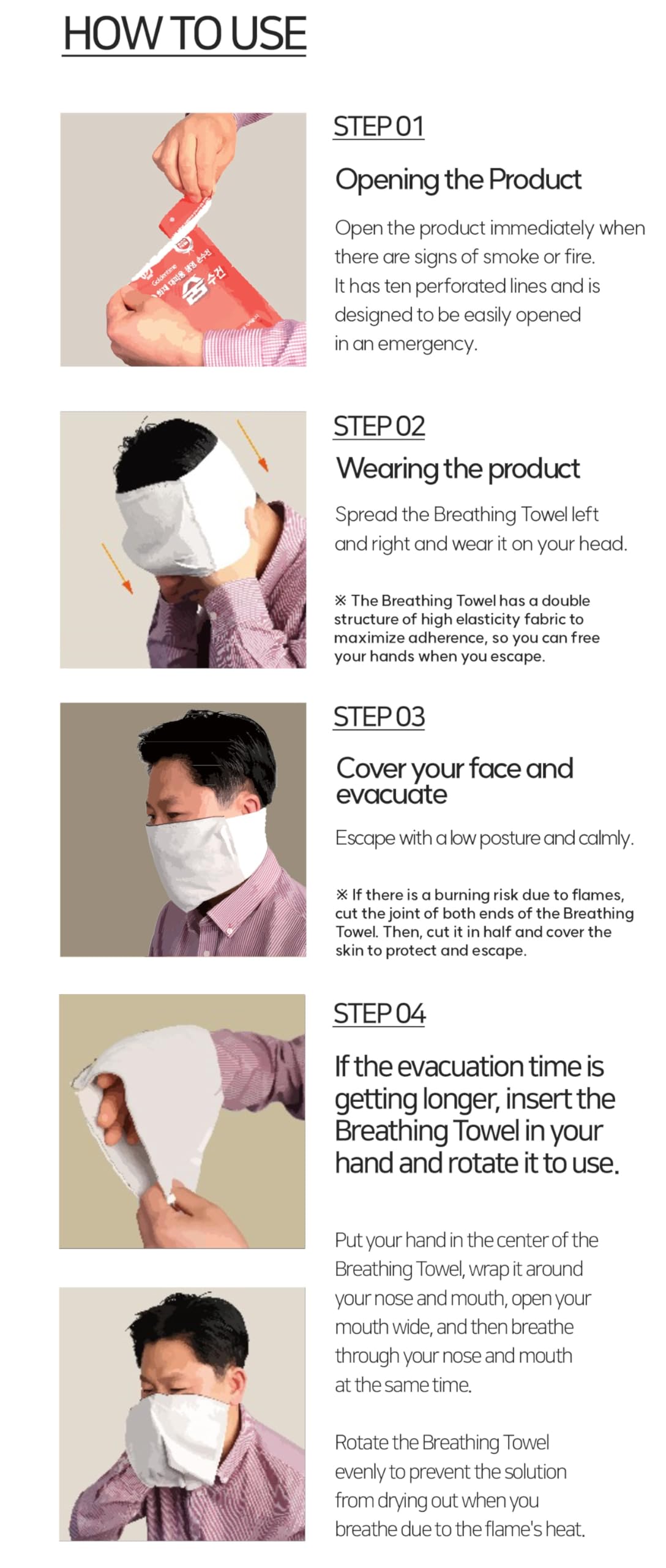 [Breath Towel] Anti-Fire Smoke Mask, Dust and Smoke Protection, Disaster Safety Supplies, Firefighting Equipment