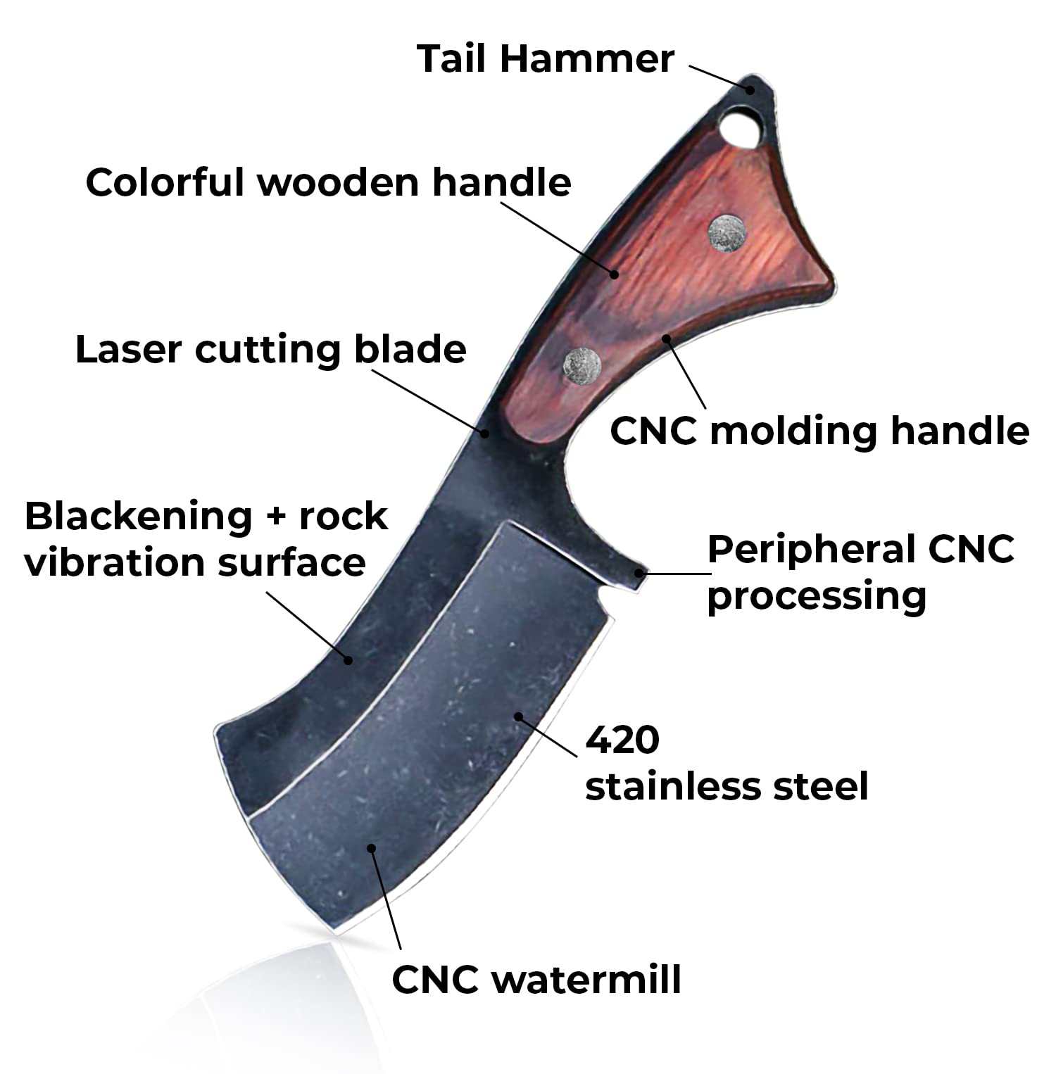 [4 Knives Set] for Outdoor, Survival, Hunting & Camping from Hard Steel fixed Blades, Wooden Handle, Full Tang + 4 Sheaths