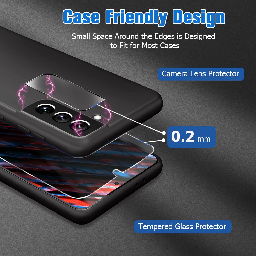 [2+2 Pack] Galaxy S22 Privacy Tempered Glass Screen Protector + Camera Lens Film [9H Hardness] [ Full Coverage] [Anti-Fingerprints] Support Fingerprint Unlocking for Samsung Galaxy S22 5G(6.1 Inch)