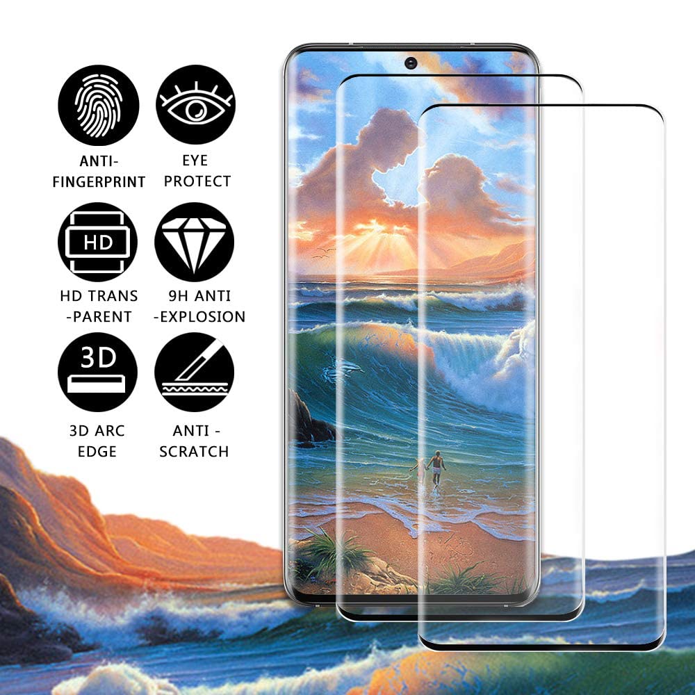 [2+2 Pack] Galaxy S20 Plus Screen Protector, 9H Tempered Glass, Ultrasonic Fingerprint Support, 3D Curved, HD Clear Scratch Resistant for Samsung Galaxy S20 Plus 5G Glass Screen Protector (6.7Inch)