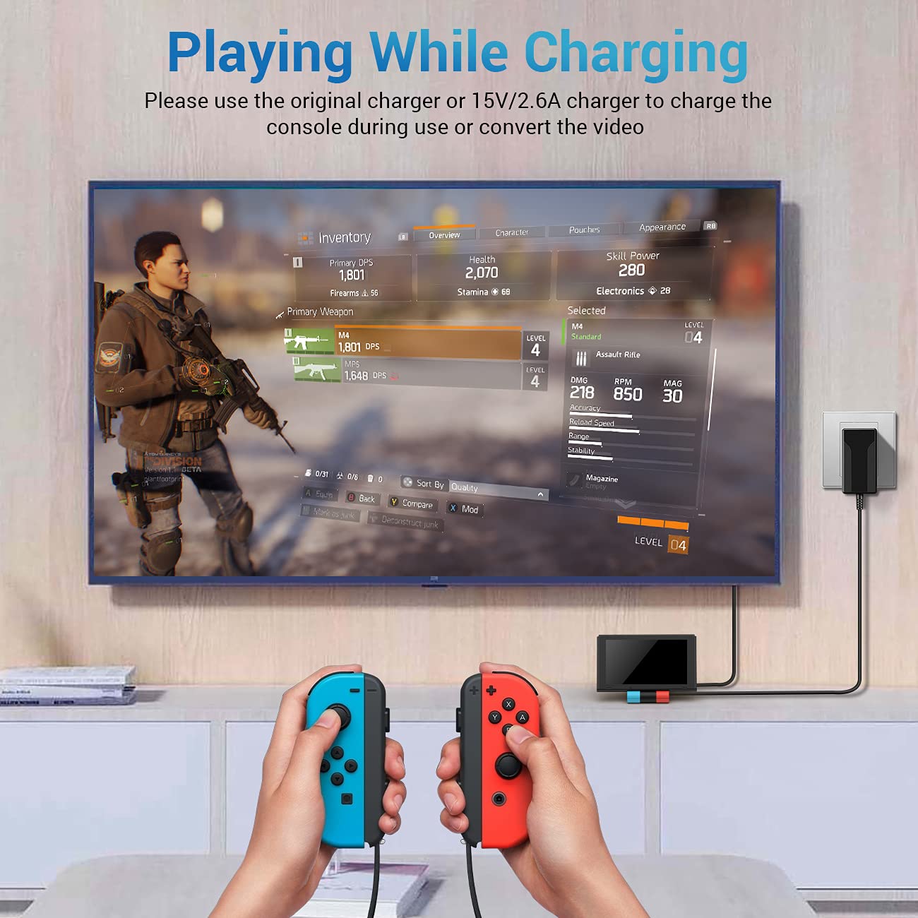 [2022 Upgraded Version] Charging Dock for Nintendo Switch, Knofarm Foldable TV Dock Charging Station with 4K HDMI Adapter and USB 3.0 Port, Support 45W Fast Charging, Portable Switch Dock Station