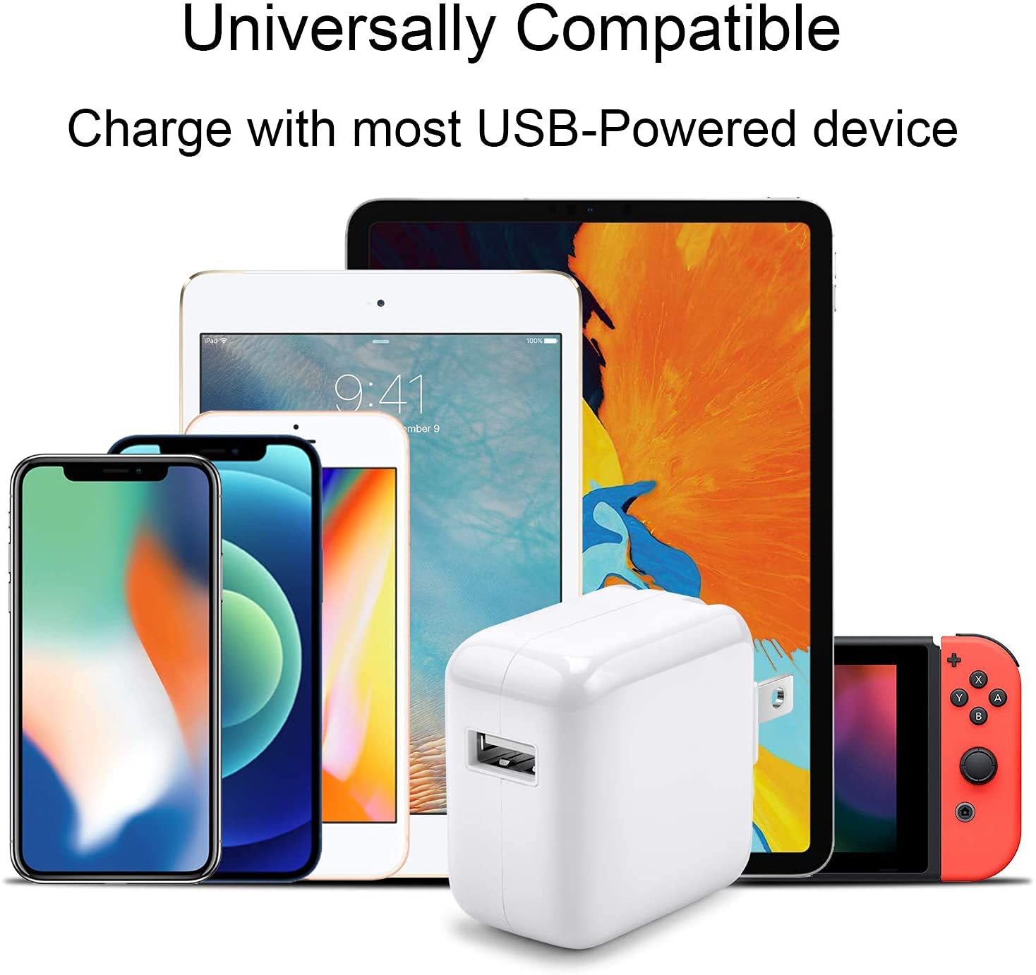 [Apple MFi Certified] iPad Charger, BAOYUANDA 12W USB Wall Fast Charger Foldable Portable Travel Plug with 2.4A USB to Lightning Charging Cable Data Sync Cord for iPhone, iPad, iPad Air, mini, Airpods