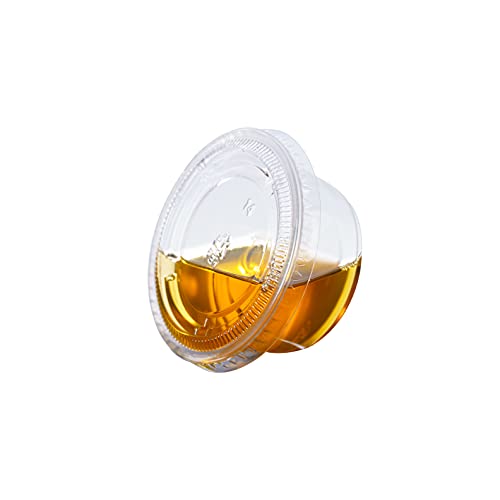 [500 sets - 2oz] Disposable Plastic Souffle/Portion Cups with Lids Bulk Perfect for Shot Glasses, Condiments, Toppings, Dressings, Sampling