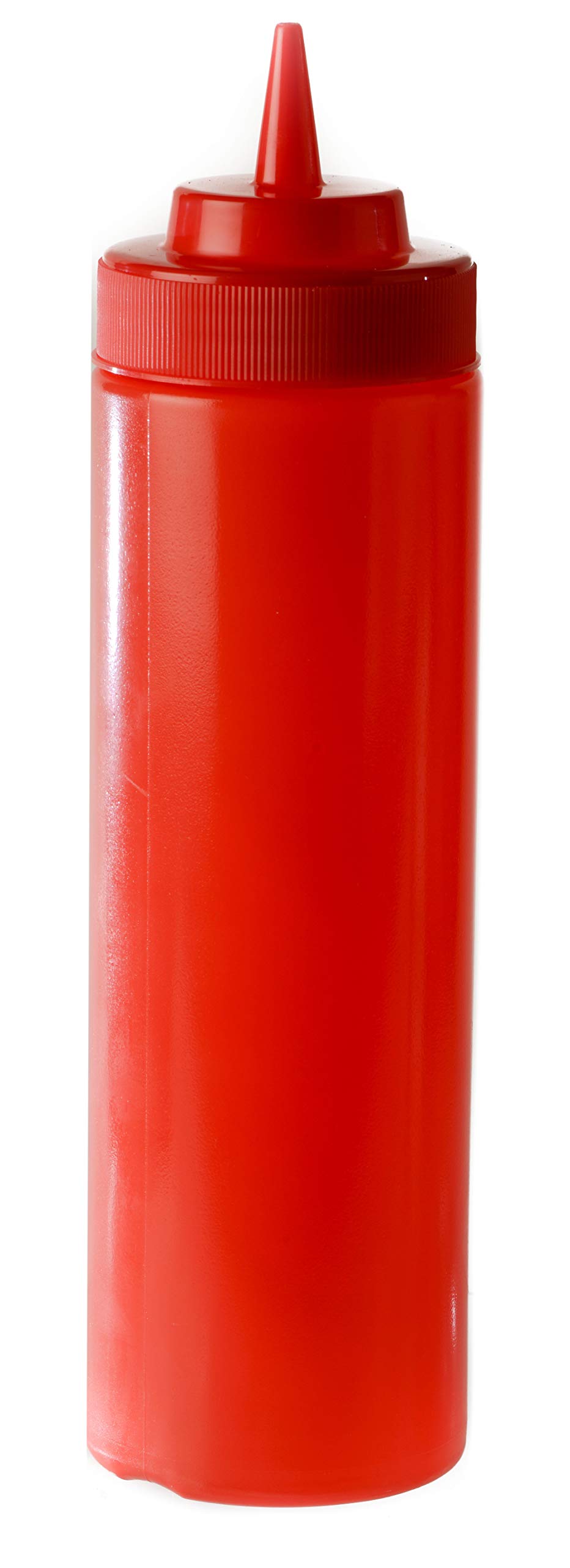 [6 PACK] 24 Oz Red Plastic Condiment Squeeze Bottles Squirt Bottle for Sauces, Dressing, Arts and Crafts, Ketchup, Mustard, Oil, BBQ - Clear Reusable Plastic Containers, BPA Free, Dishwasher Safe