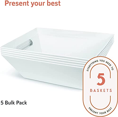 [5PK] Large White Baskets For Gifts Empty To Fill | Bulk White Gift Basket- 10x12” Basket | Christmas, Valentines, Wedding, Easter | Shelf Basket, Organizing | Gift To Impress - Upper Midland Products