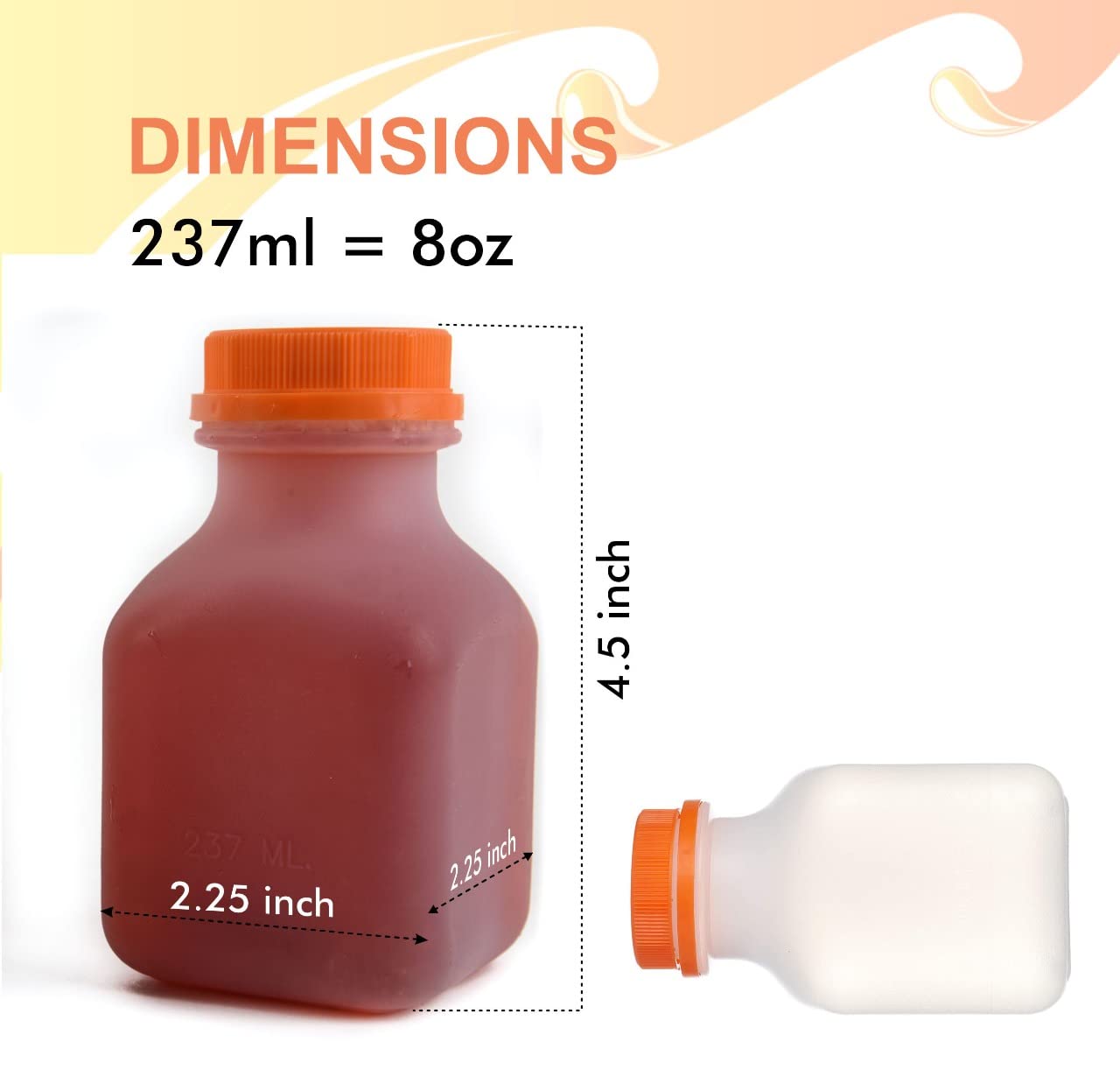 [30 PACK] Empty Plastic Juice Bottles with Tamper Evident Caps 8 OZ - Smoothie Bottles - Ideal for Juices, Milk, Smoothies, Picnic's and even Meal Prep by EcoQuality Juice Containers